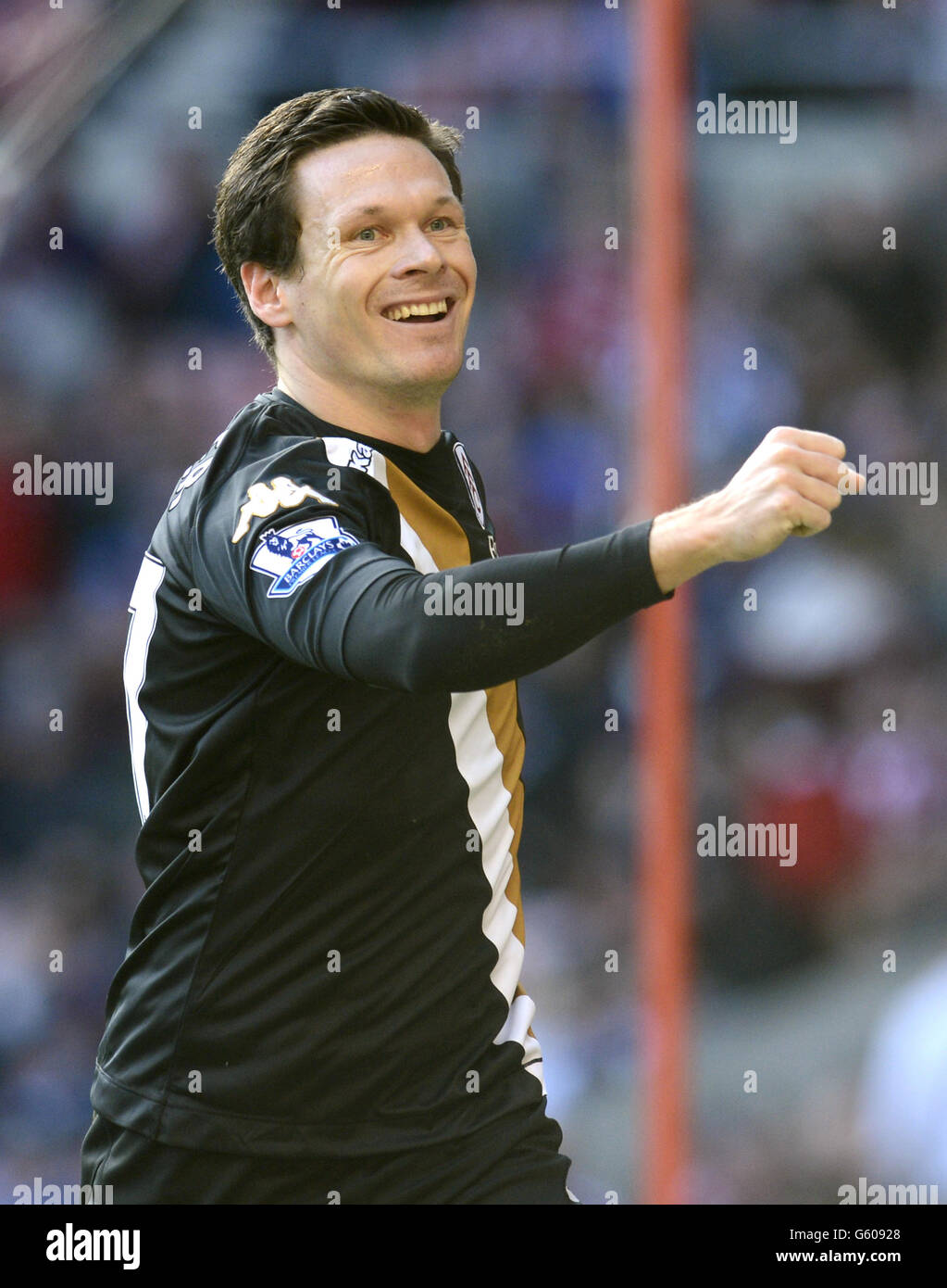 Fulham's Sascha Riether celebrates scoring the second goal during the ...