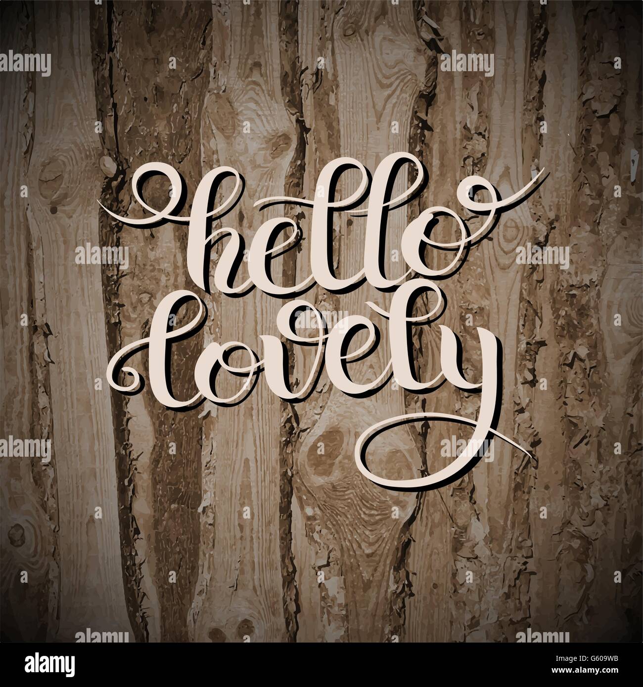modern calligraphy hello lovely lettering inscription romantic q Stock ...