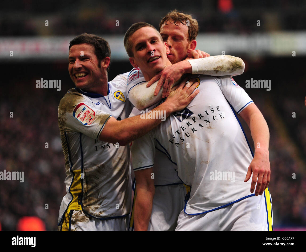 Leeds United's Steve Morison celebrates his second goal with David ...