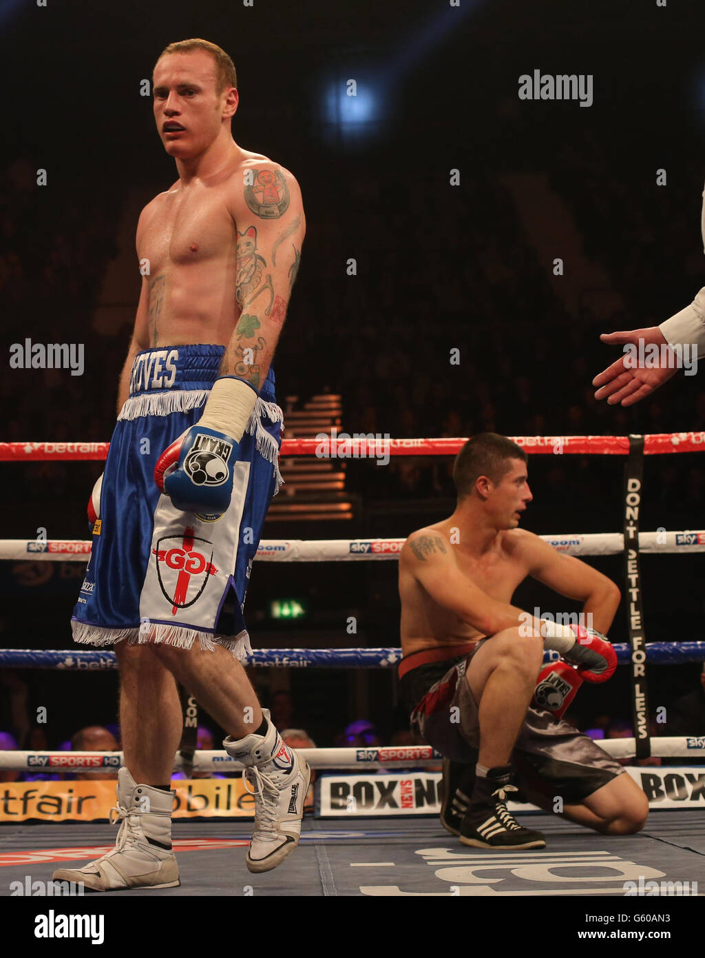 Great Britain's George Groves (left) after defeating Argentina's Dario ...