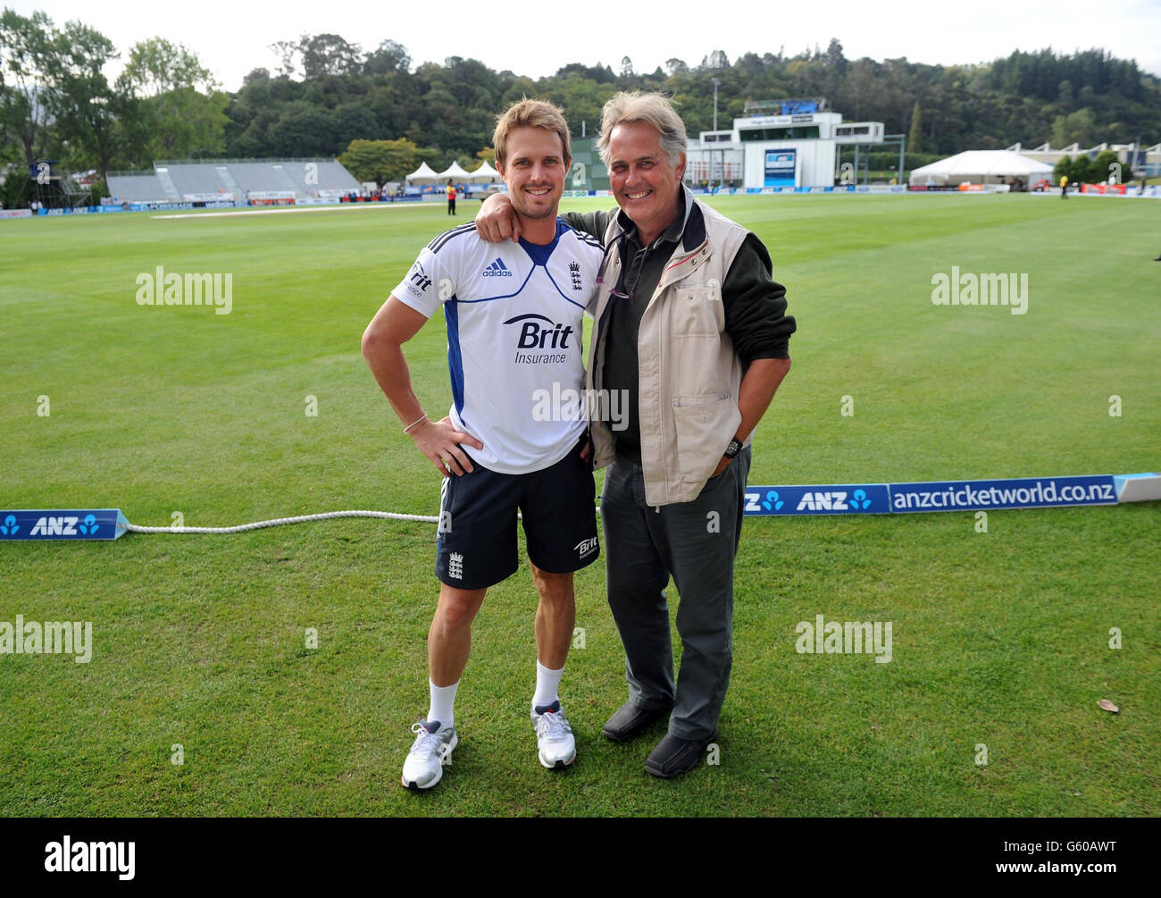 England's Nick Compton (left) poses with his father Richard Compton ...
