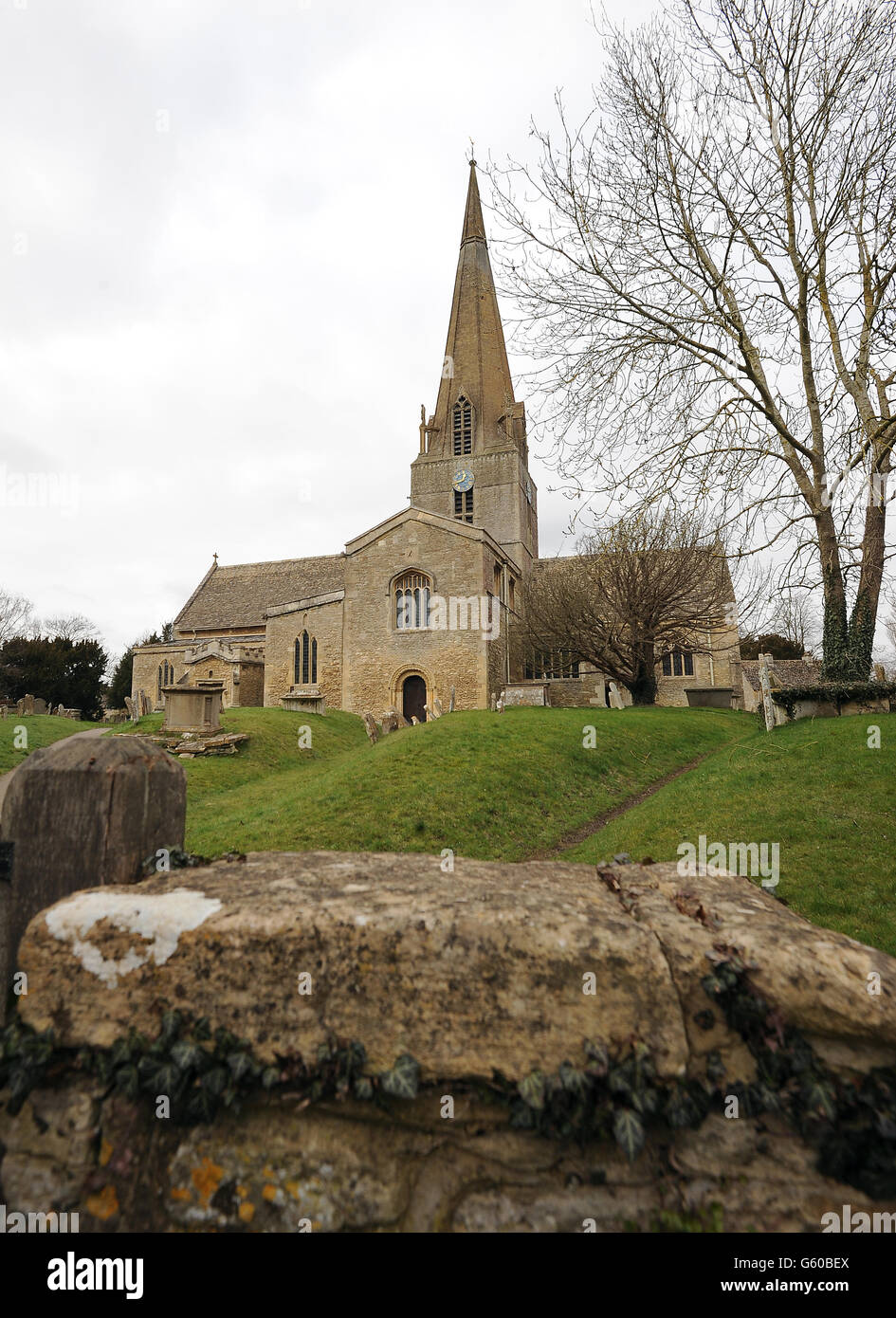General view of St Marys Church in Bampton Village in Oxfordshire which ...