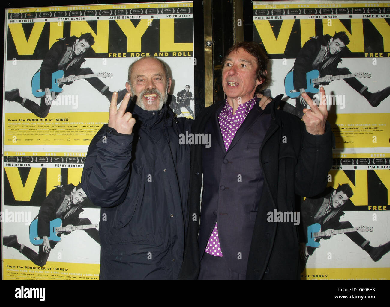 Keith Allen and Steve Diggle arriving for the gala screening of Vinyl ...