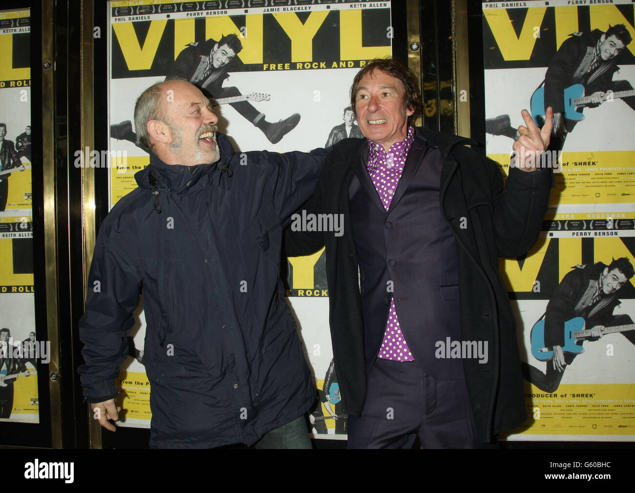 Keith Allen and Steve Diggle arriving for the gala screening of Vinyl ...