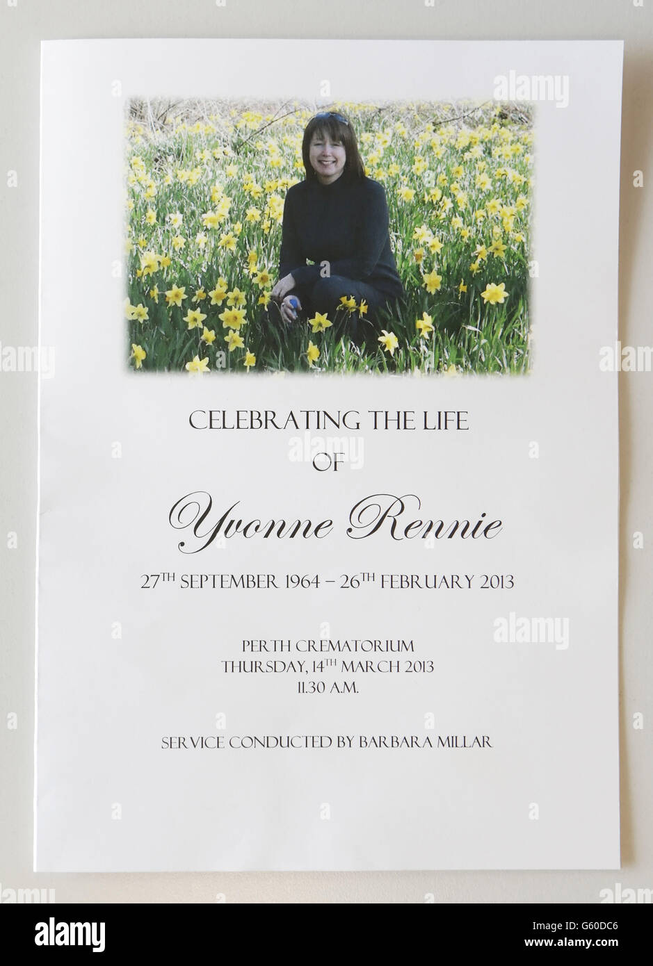 The Order of Service from the funeral of of Egypt balloon crash victim ...