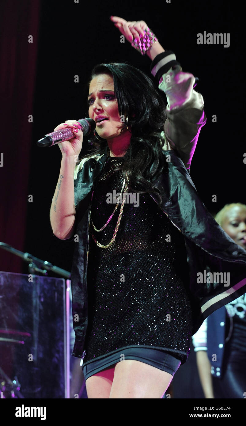 Tulisa contostavlos performs on stage lg arena hi-res stock photography ...