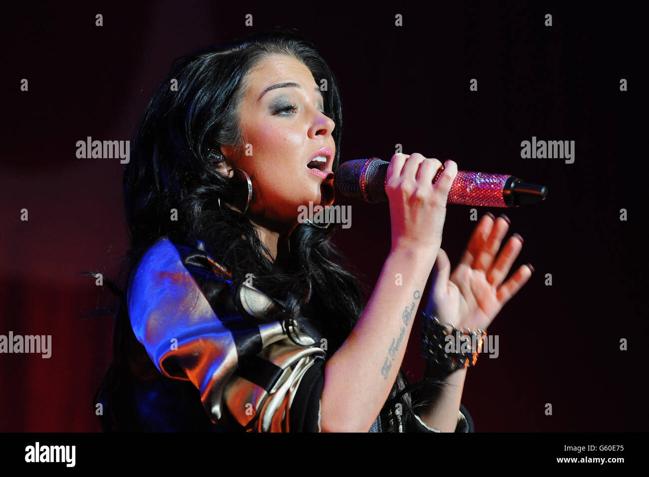 Tulisa contostavlos performs on stage lg arena hi-res stock photography ...