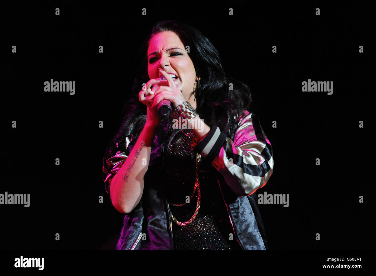Tulisa contostavlos performs on stage lg arena hi-res stock photography ...