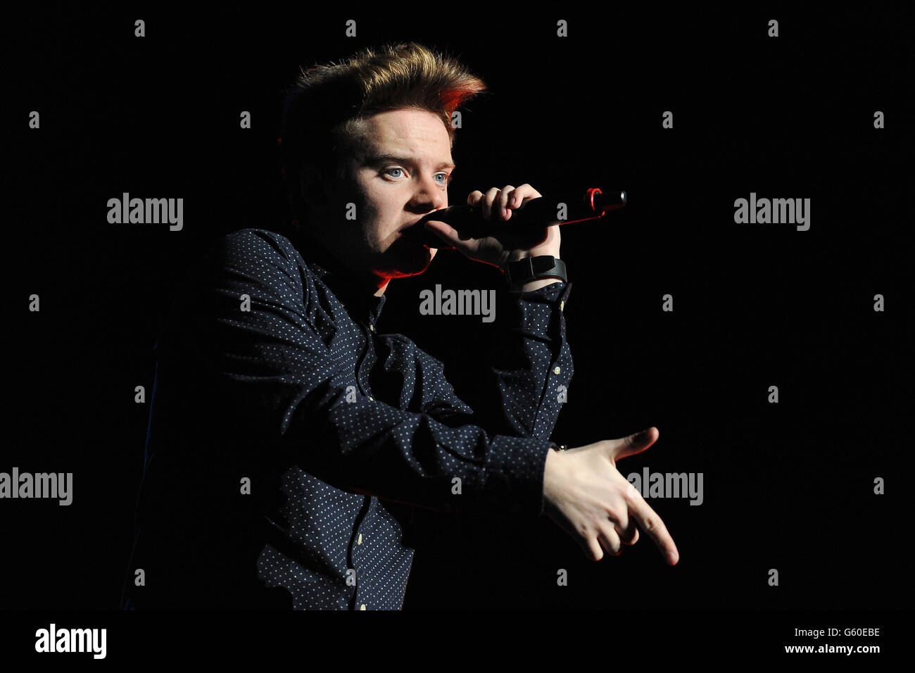 Conor maynard performs on stage lg arena hi-res stock photography and ...