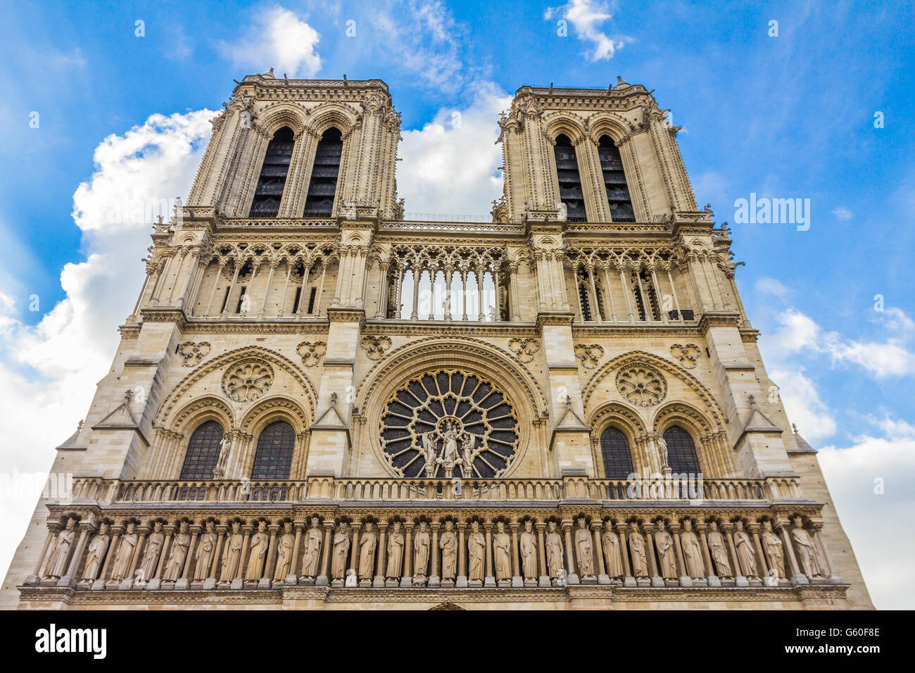 The front view of Notre Dame Cathedral in Paris Stock Photo - Alamy