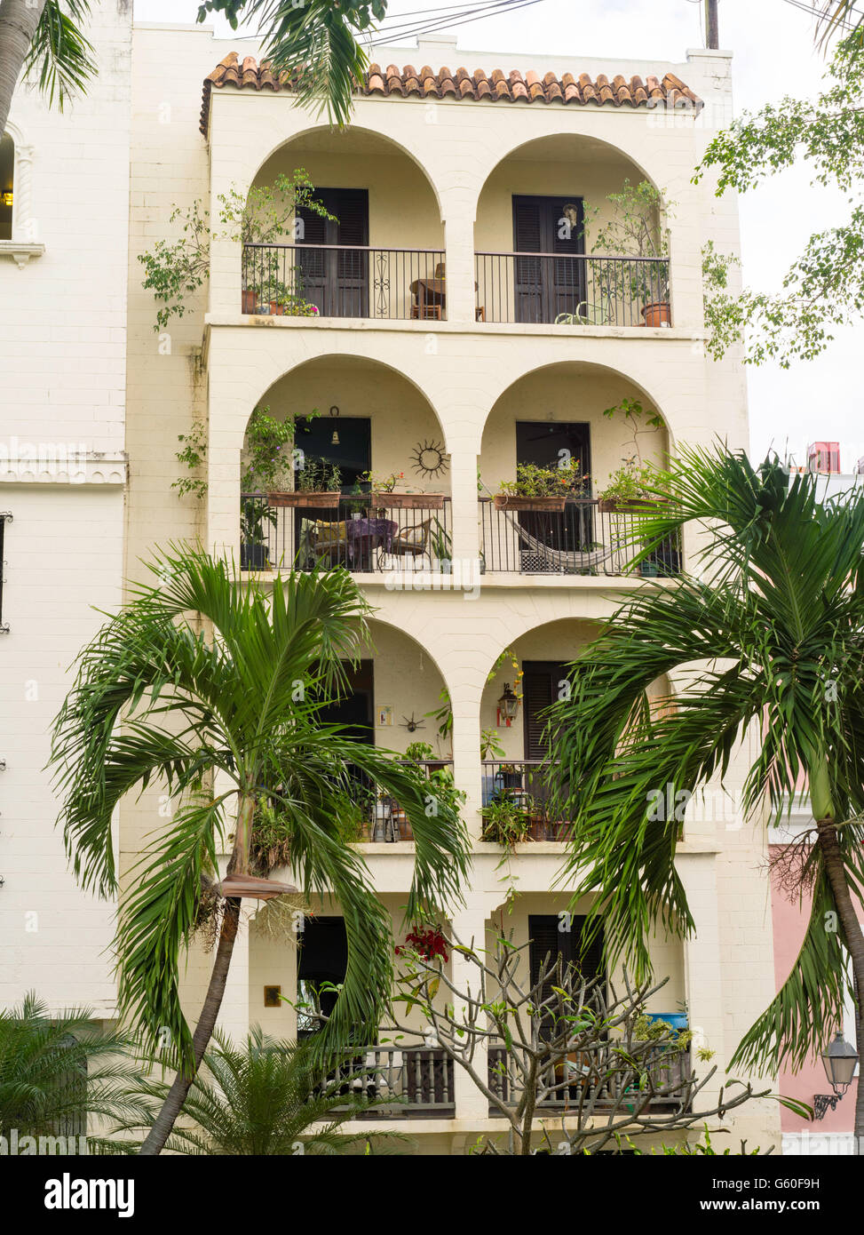 Balconies along Calle Clara Lair, Old San Juan/Viejo San Juan Stock ...