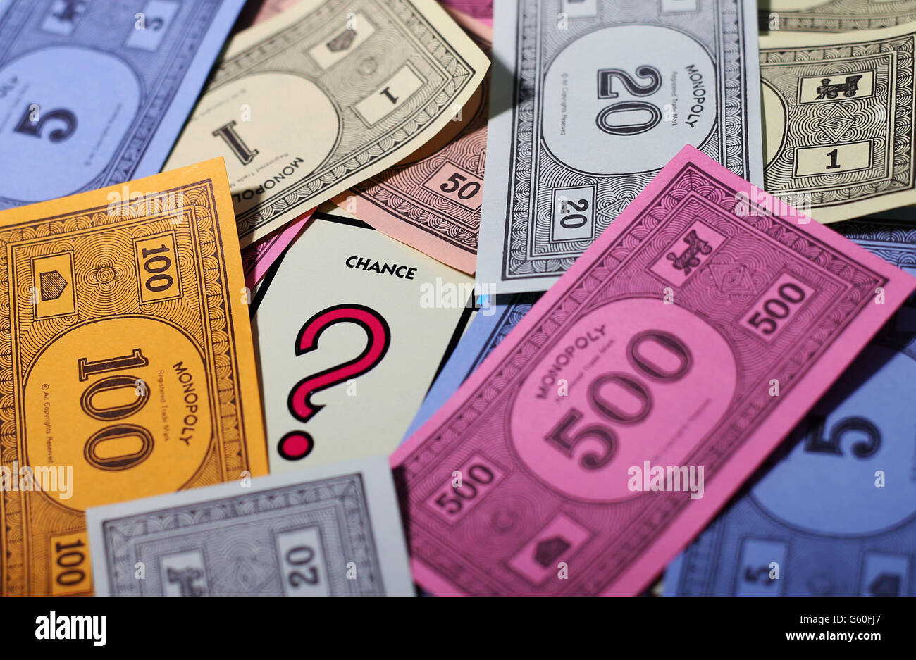 Money Stock. General view of money on a Monopoly Board Stock Photo - Alamy