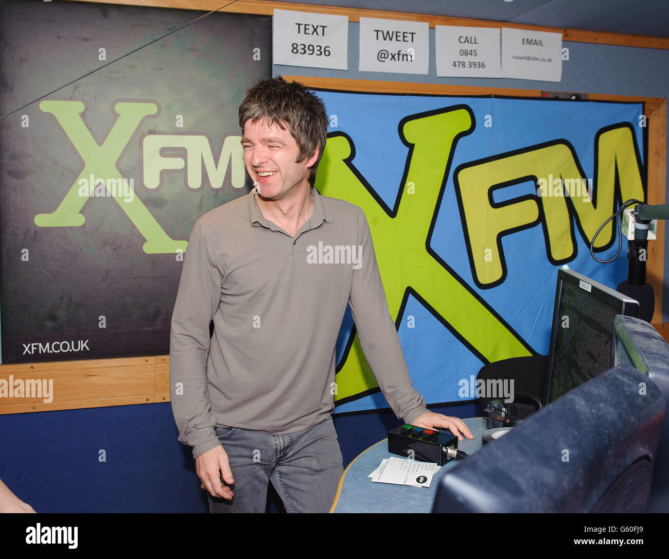 Noel Gallagher during Russell Brand's XFM radio show, at Global Radio ...