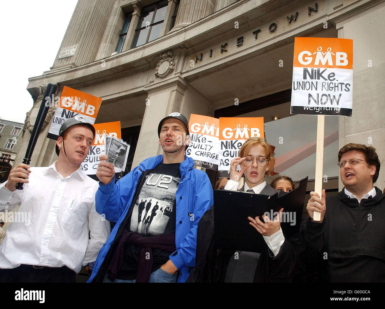 Demonstrators outside the Niketown store on Oxford Circus, central ...
