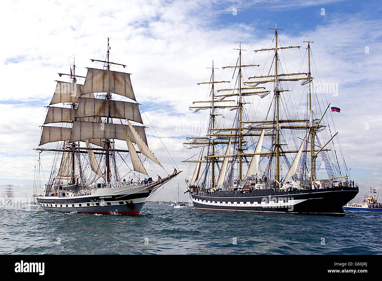The British training ship Stavros S Niarchos (left) passes the Russian ...