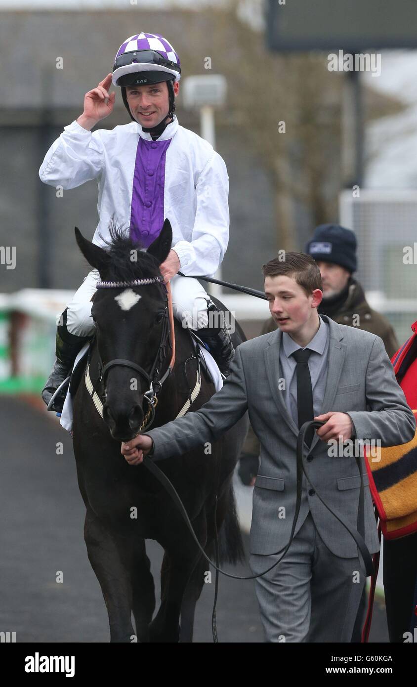 Rory Cleary celebrates as Rehn's Nest wins the The Lodge Park Stud ...