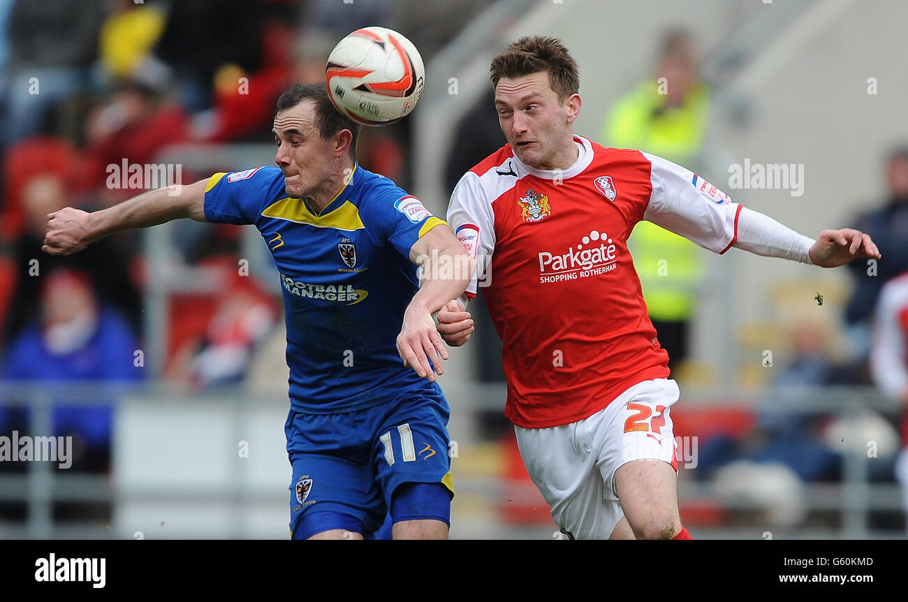 Rotherham United's Lee Frecklington (right) and AFC Wimbledon's Luke ...