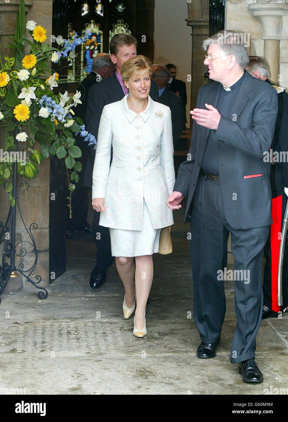 Sophie, Countess of Wessex, leaves Rochdale Parish church with vicar Dr ...
