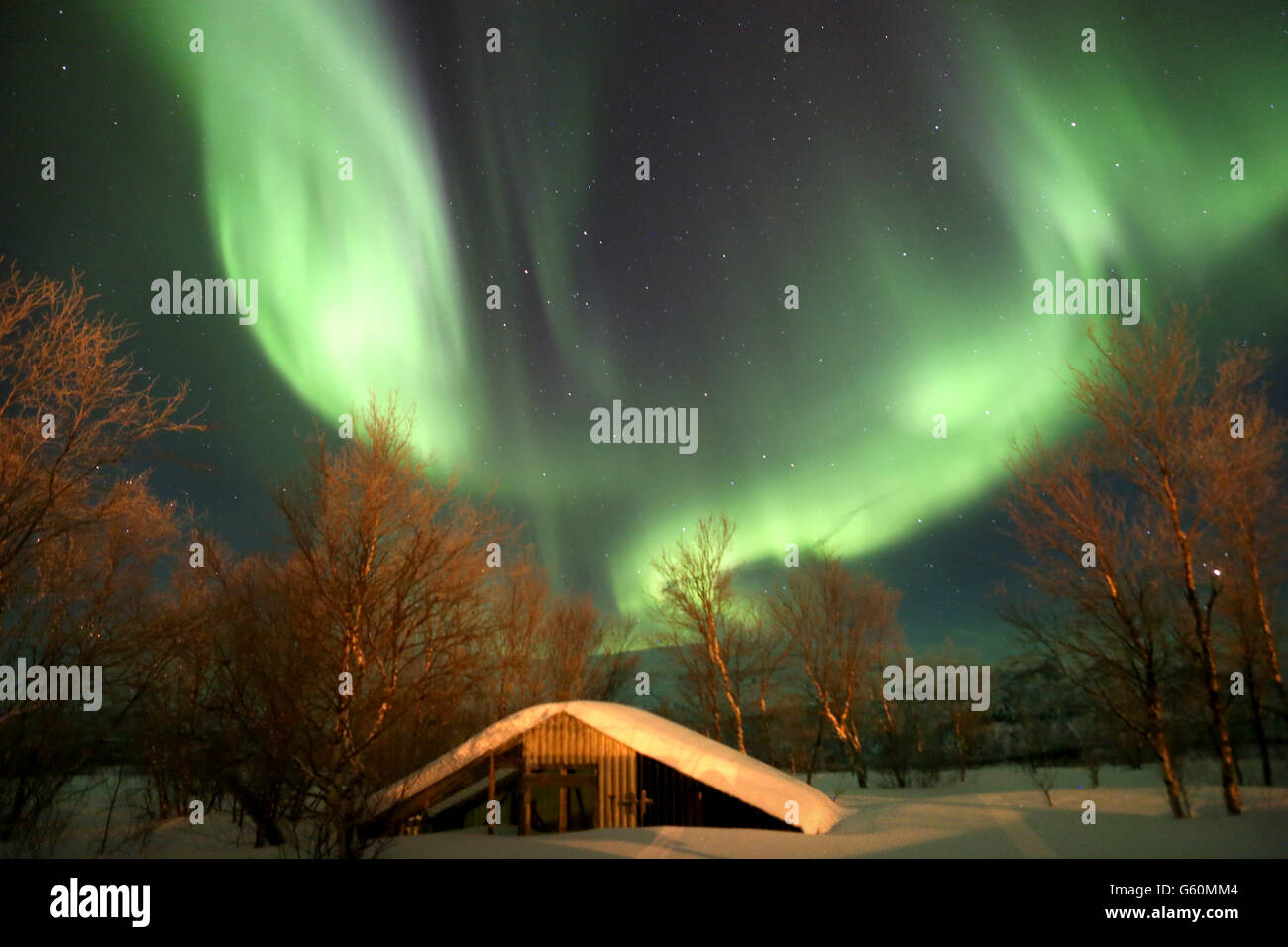 The Northern Lights are visible at Porsanger Garrison during Exercise ...