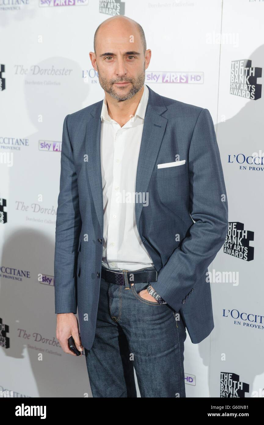 Mark Strong arriving at the Sky Arts South Bank Awards, at the ...