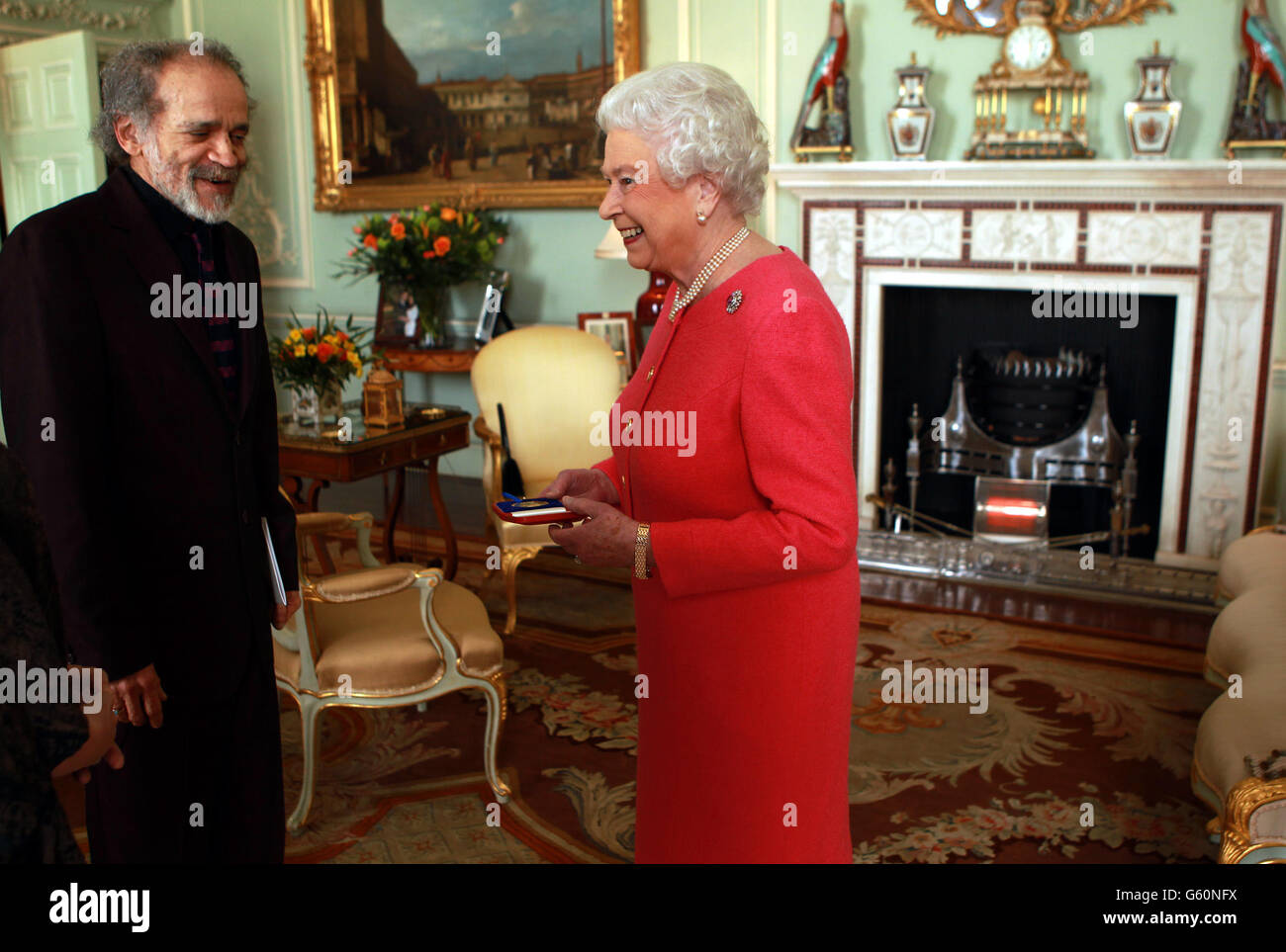 Queen Elizabeth II holds a audience with the Queen's Gold Medal for ...