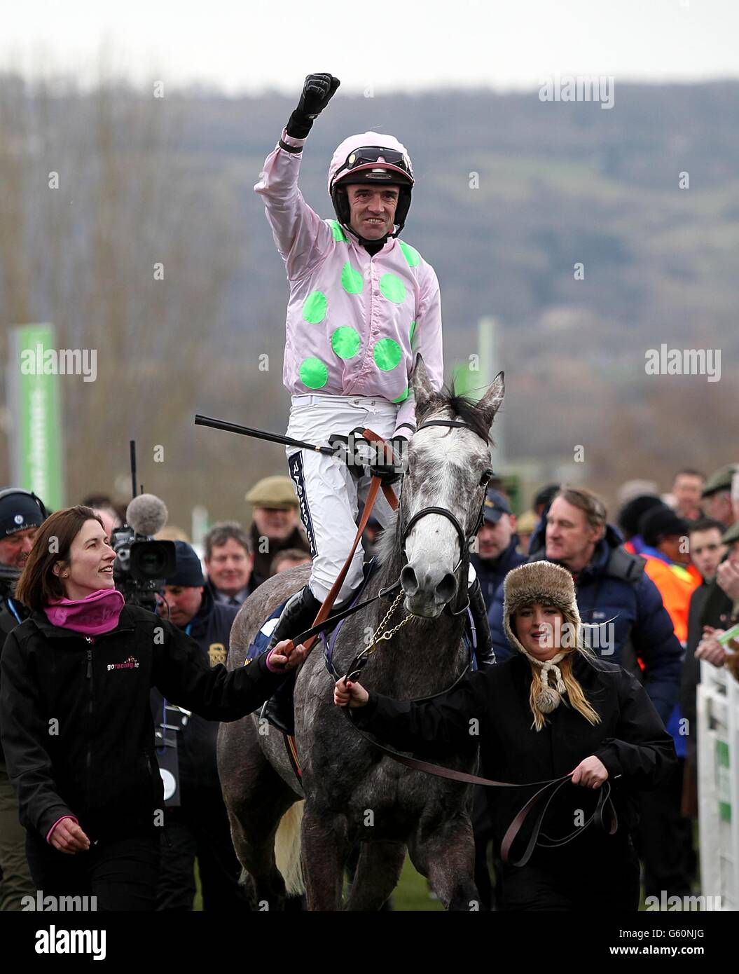 Jockey Ruby Walsh celebrates on Champagne Fever after winning the ...