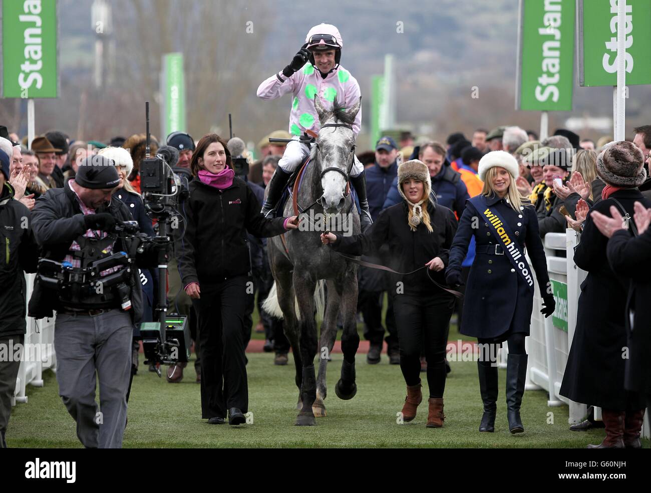 Jockey Ruby Walsh celebrates on Champagne Fever after winning the ...