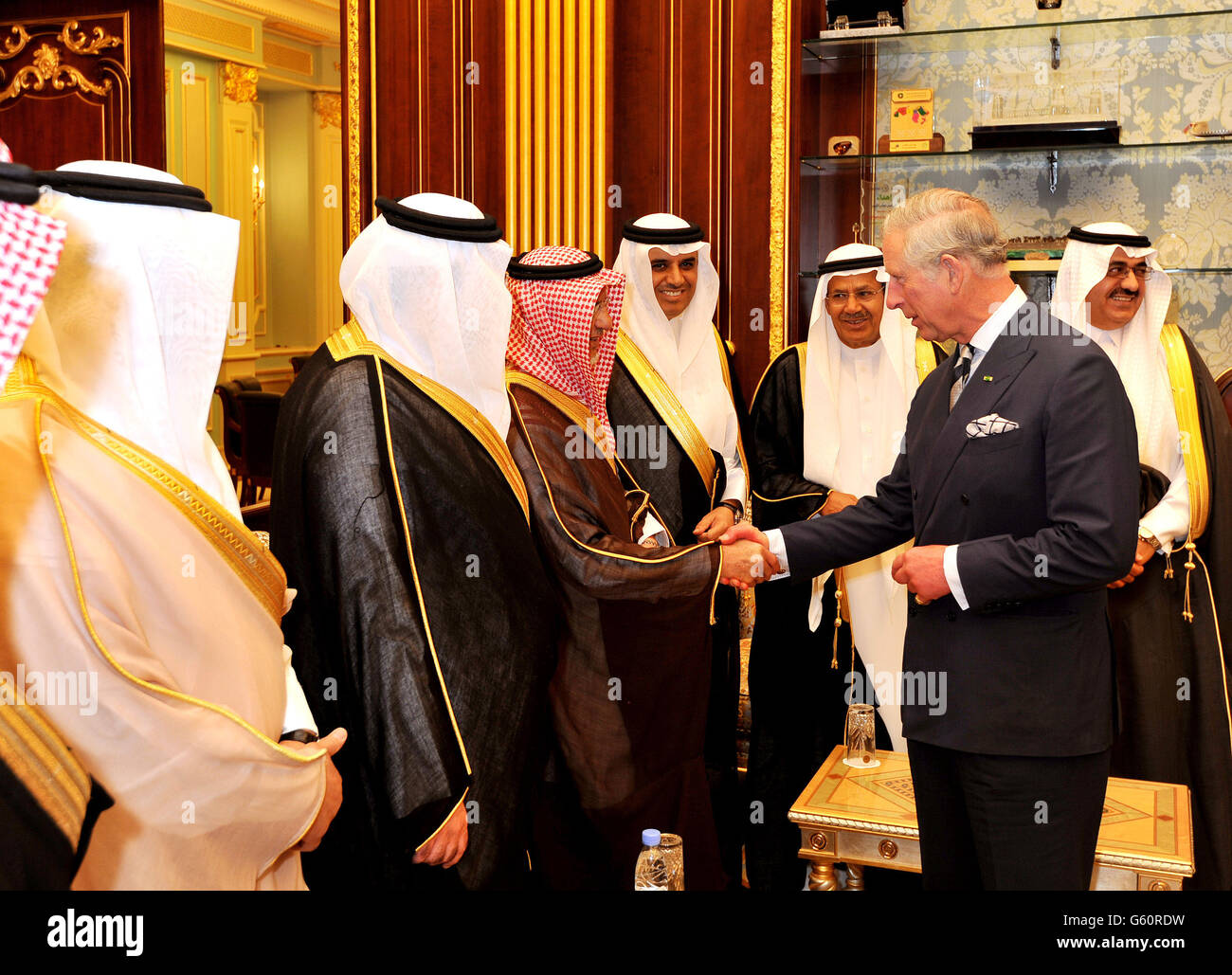 The Prince of Wales talks to members of parliament in the Shura ...