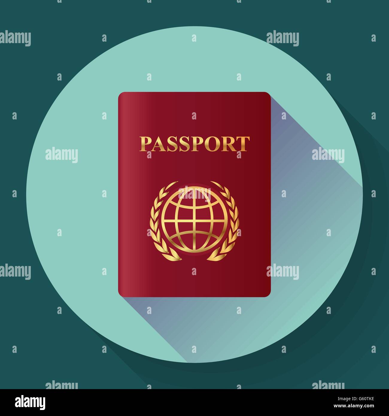 Red leather Passport icon. Flat design style. Vector illustration Stock ...