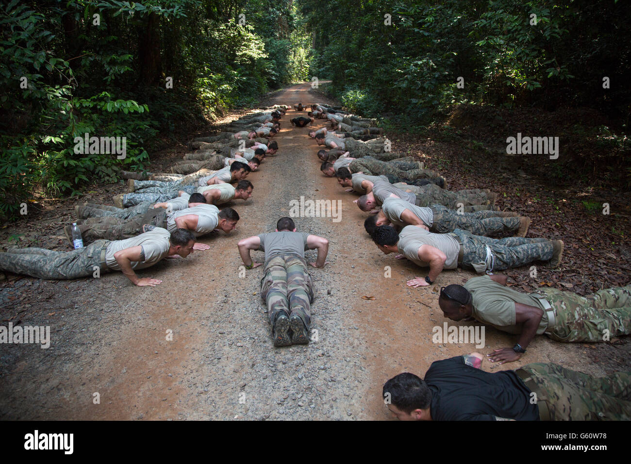 U S Army Soldiers Perform Push Ups During Physical Training At The