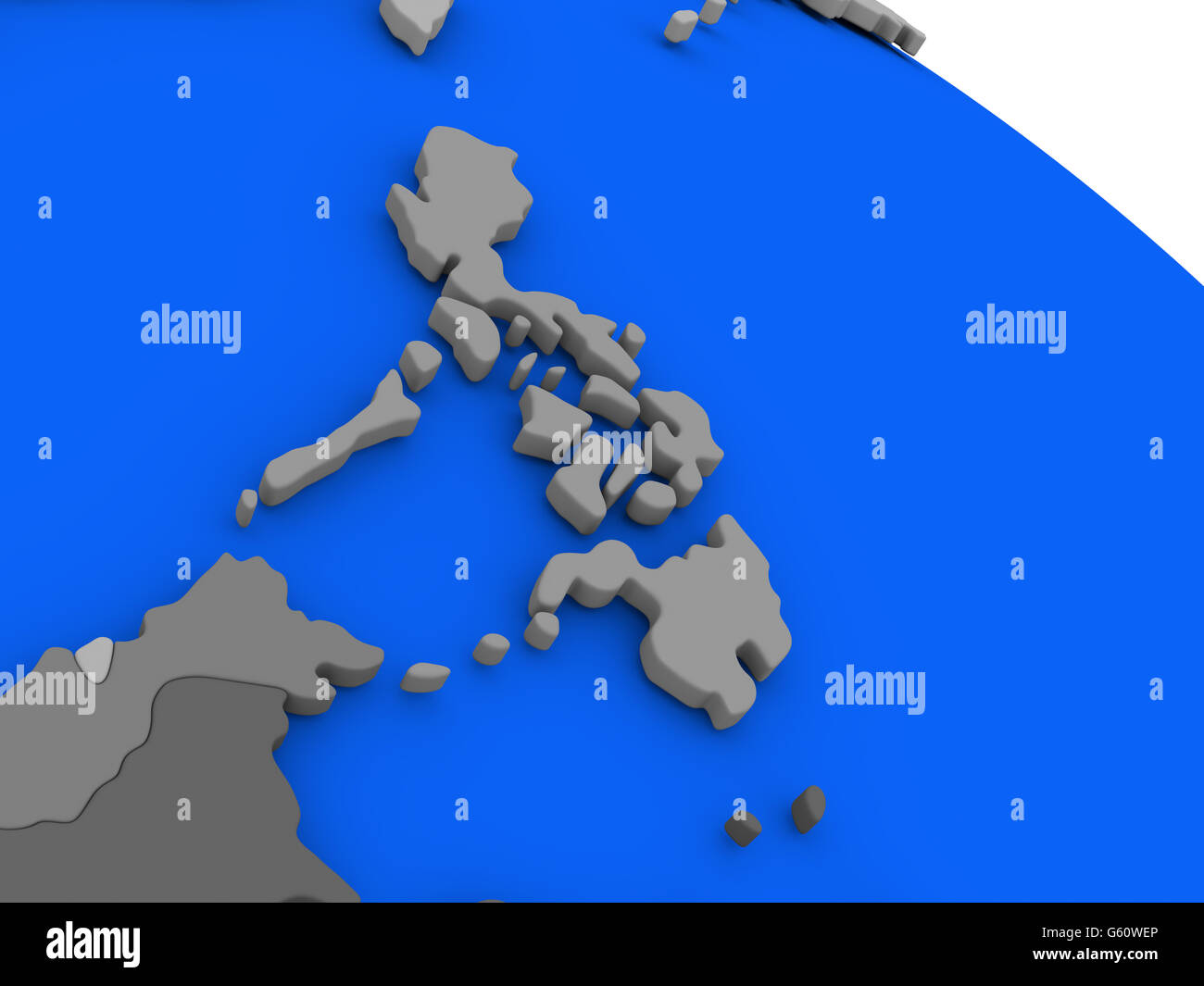 Map of Philippines on 3D model of Earth with countries in various ...