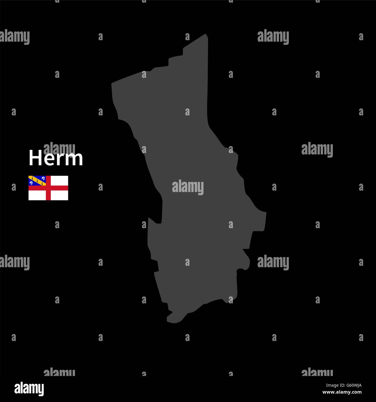 Detailed map of Herm with flag on black background Stock Vector Image ...