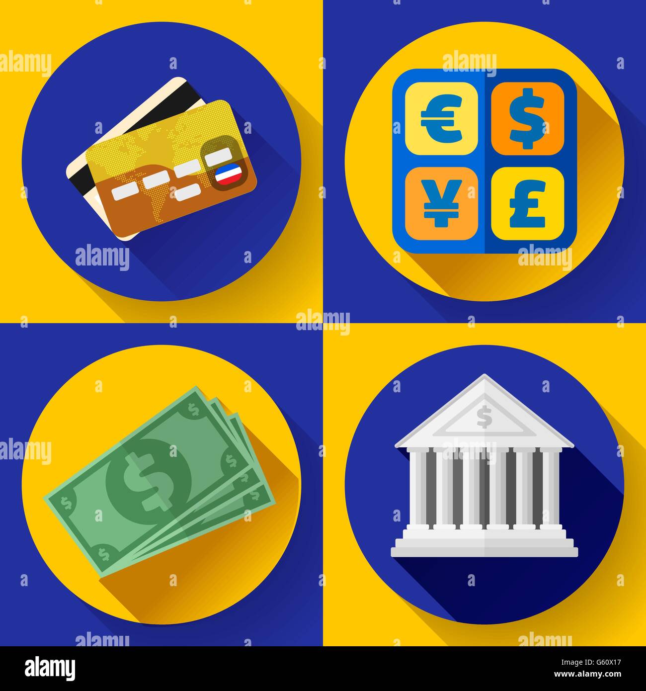 Money and bank icon set. Flat designed style Stock Vector Image & Art ...