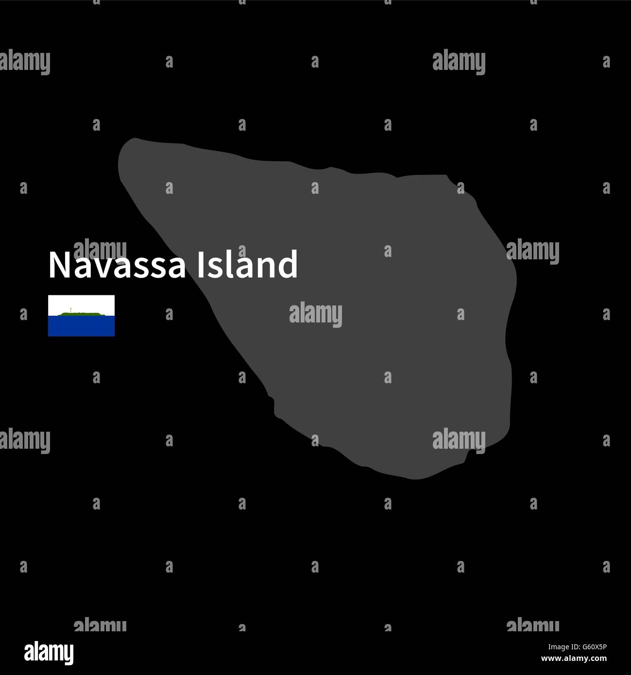 Detailed map of Navassa Island with flag on black background Stock ...