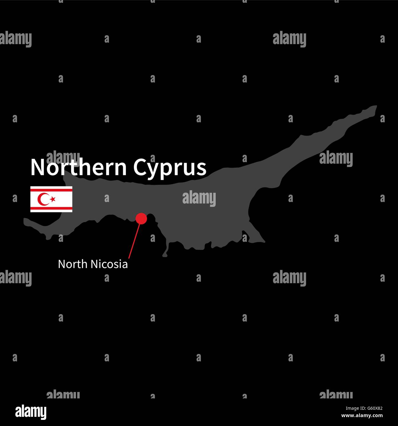 Detailed map of Northern Cyprus and capital city North Nicosia with ...