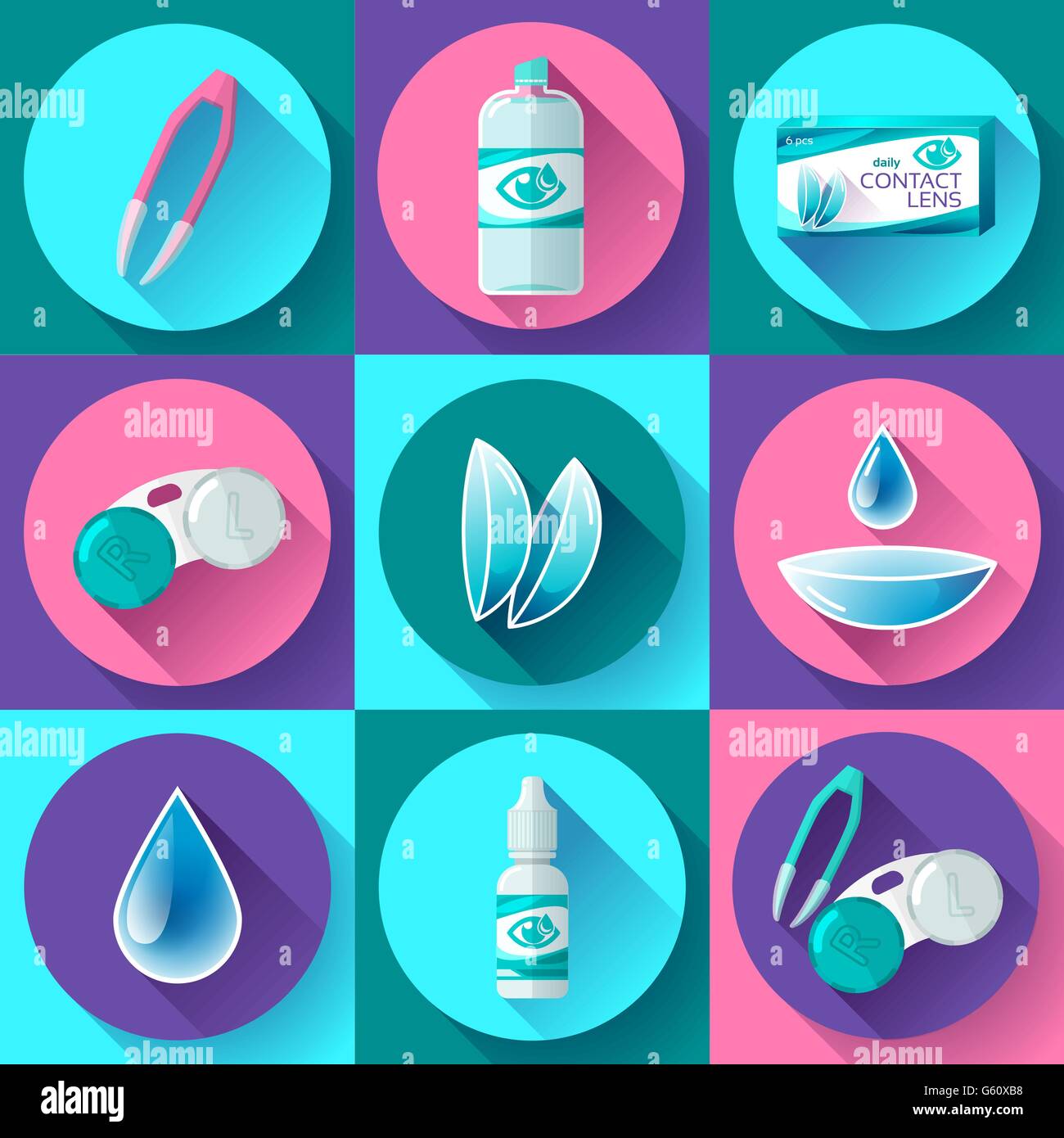 Contact Lenses Icon Set Flat Design Style Stock Vector Image And Art Alamy