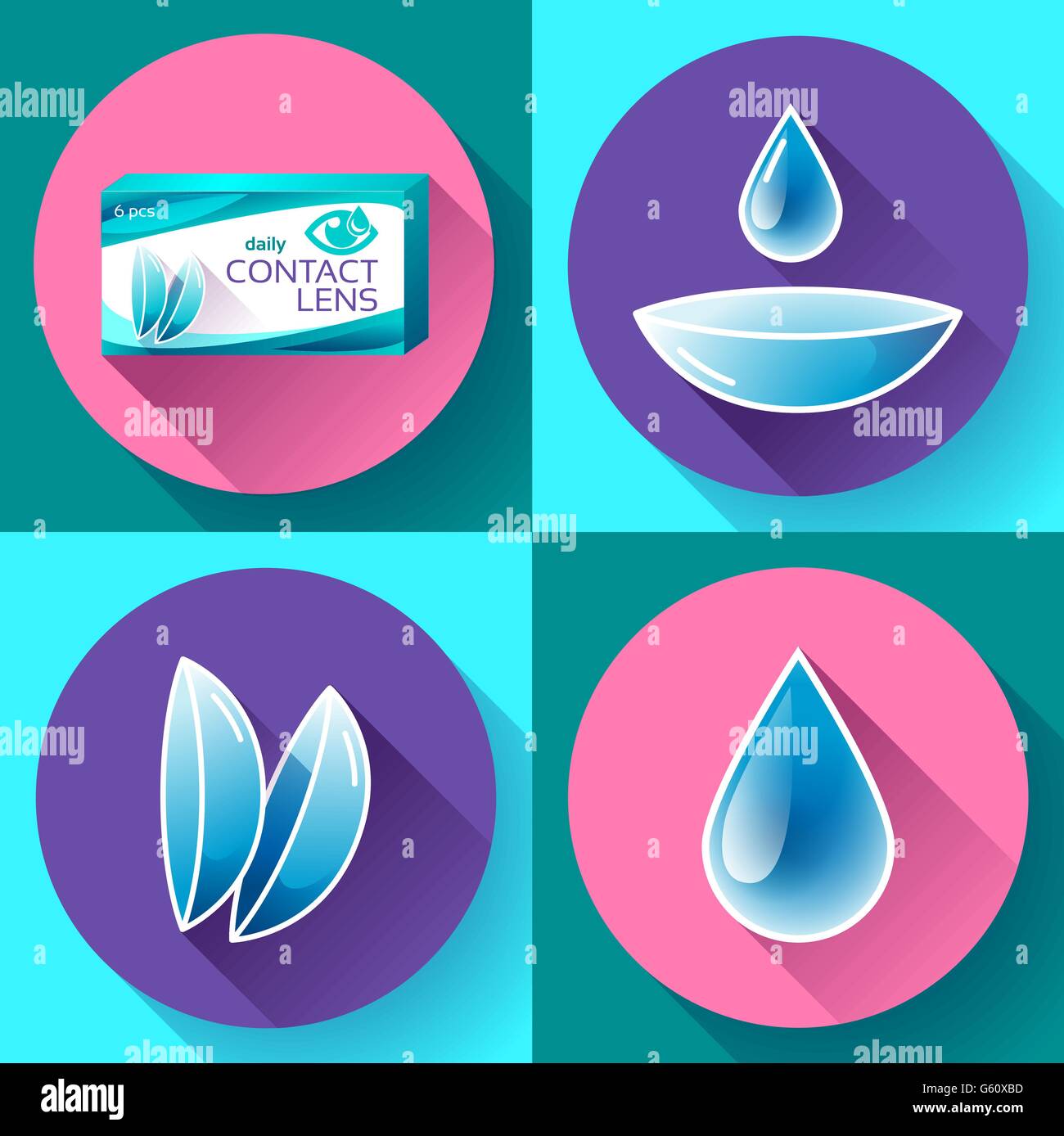 Contact Lenses Icon Set Flat Design Style Stock Vector Image And Art Alamy