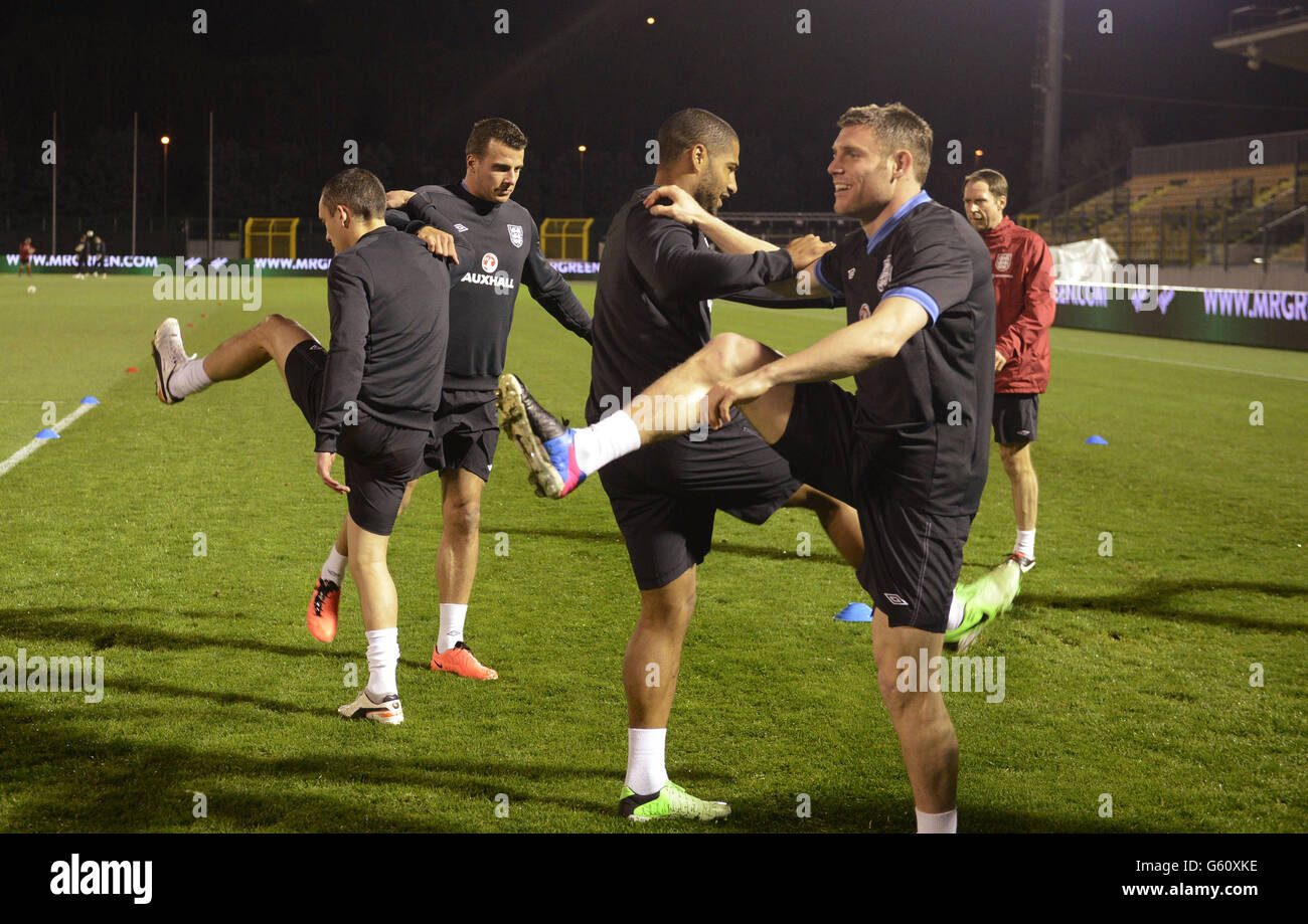 England's James Milner, Glen Johnson, Steven Taylor and Leon Osman ...
