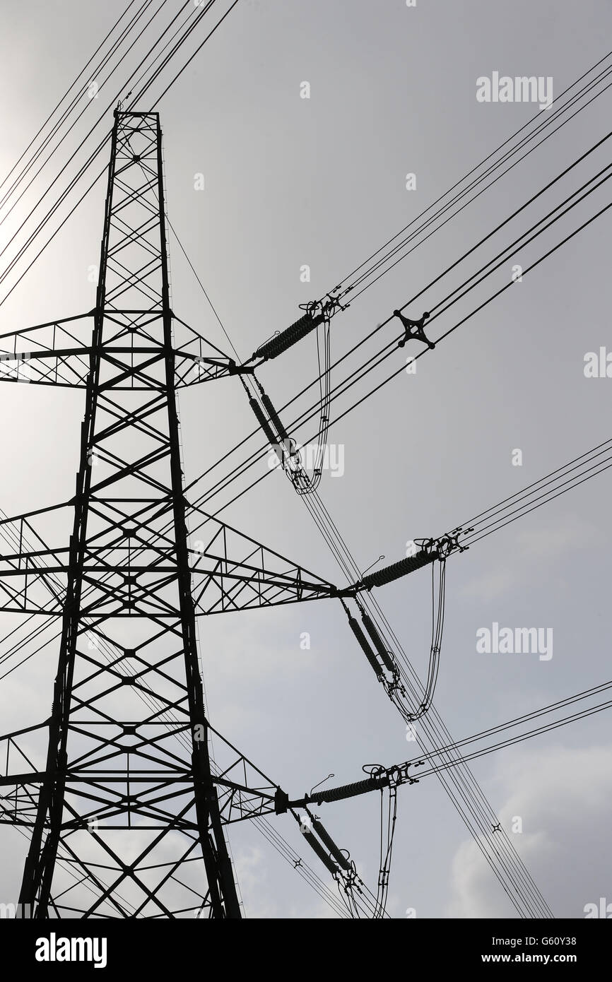 Power pylons in the fields at barkisland hi-res stock photography and ...