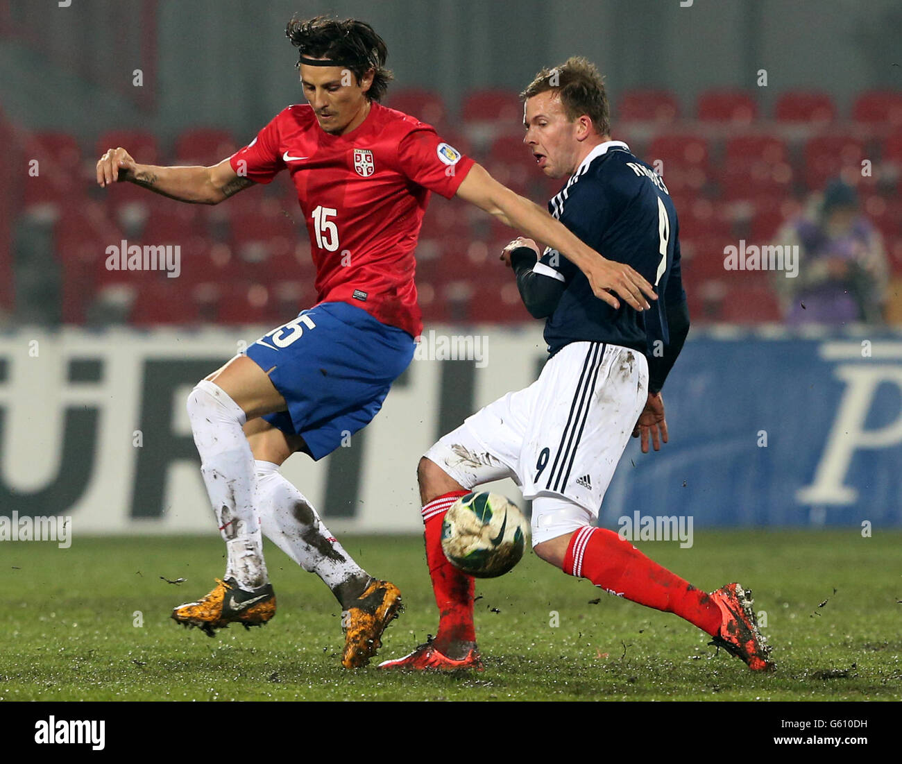 Scotland's Jordan Rhodes challenges Serbia's Ljubomir Fejsa during the ...