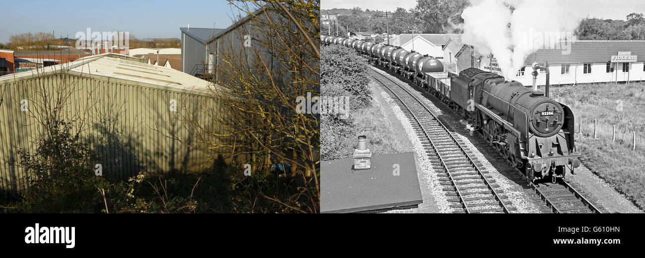 Then and now composite photo showing industrial units built on the ...