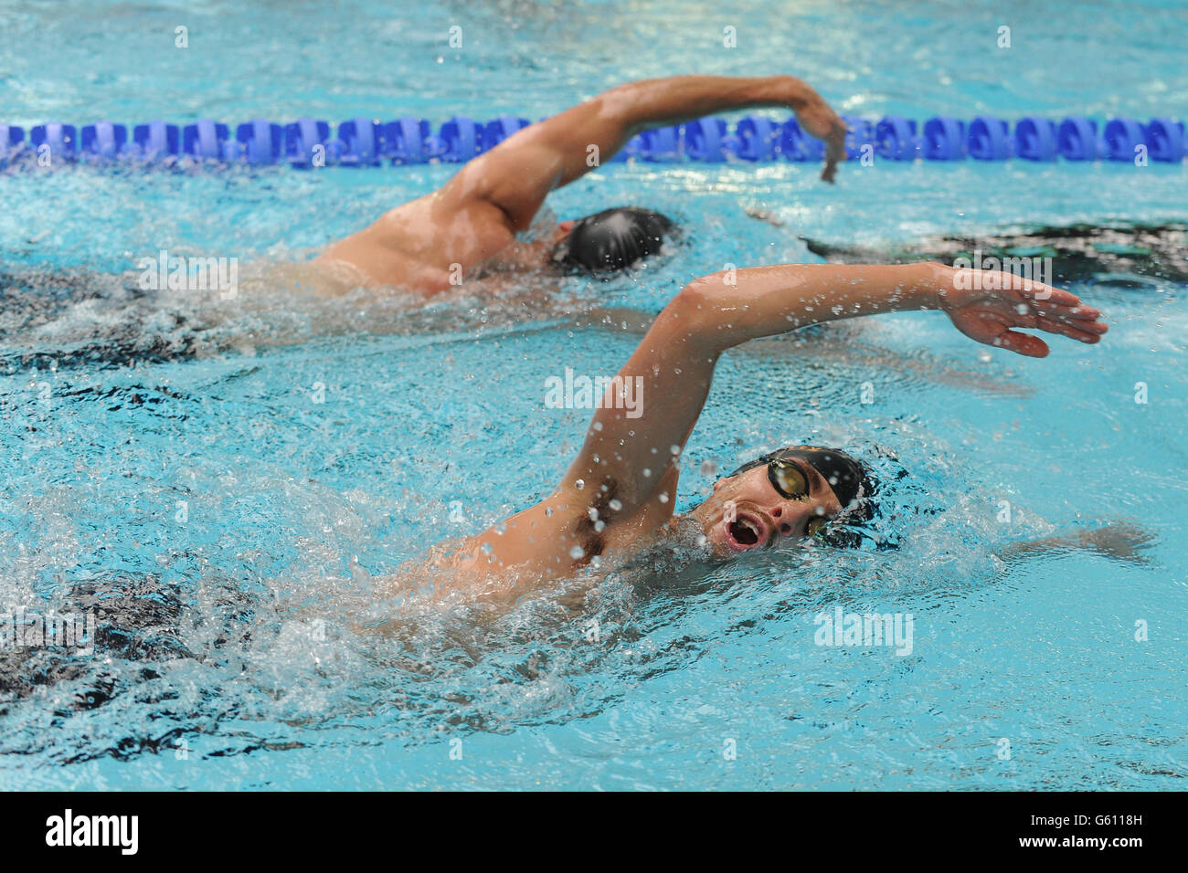 British athlete Mark Buckingham trains in the pool at Loughborough ...