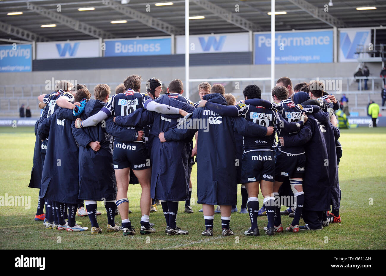 Sale sharks have a team huddle after the game hi-res stock photography ...