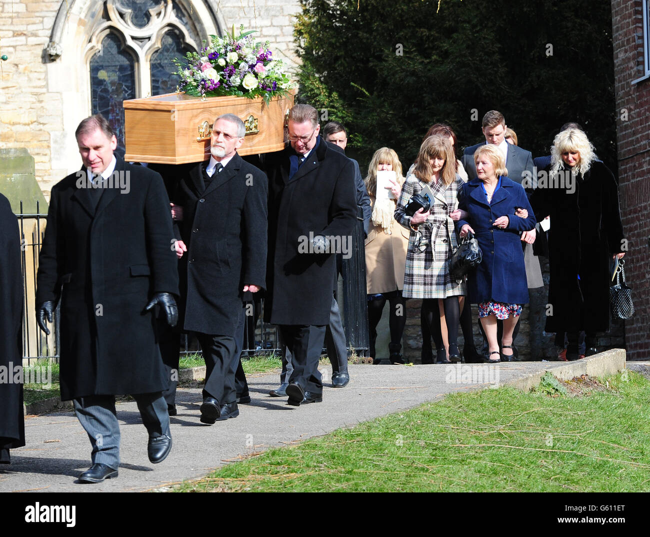 Lucy Collier (centre, blue coat), widow of comedian Norman Collier ...