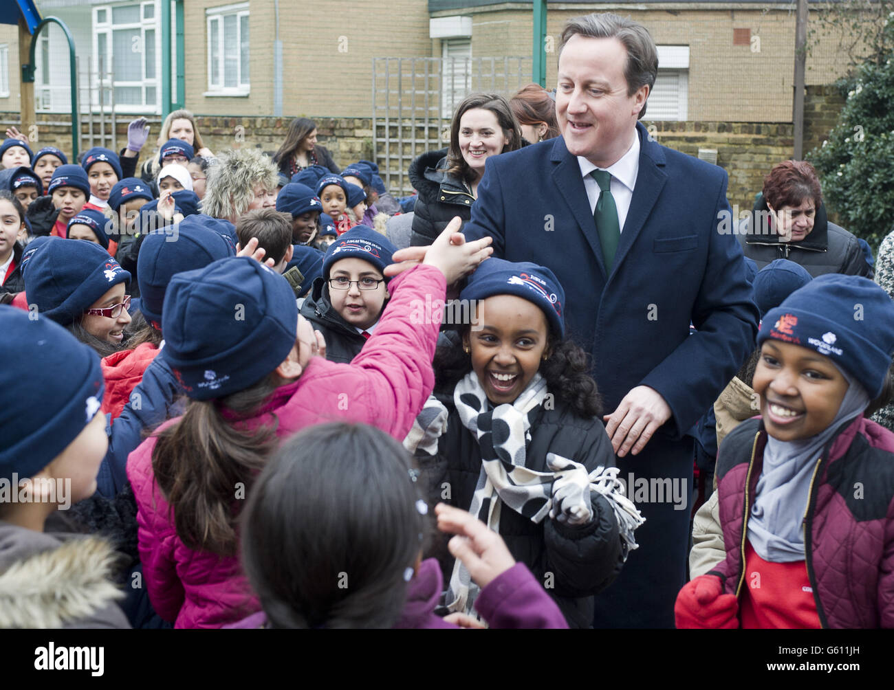 Prime Minister David Cameron, meets children during a visit to ...