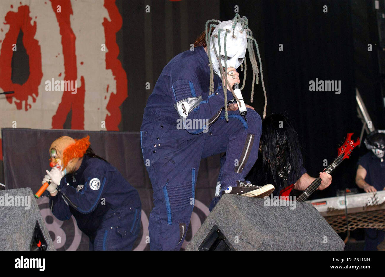 Slipknot performing on the Main Stage at the Carling Reading Festival ...