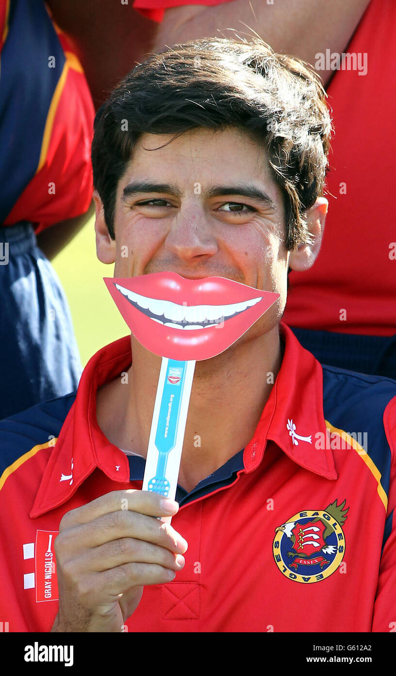 England Captain Alastair Cook poses for a sponsor picture during his ...