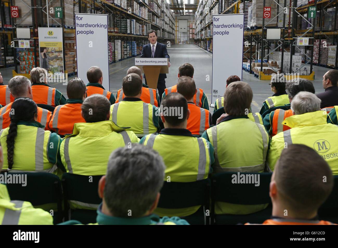 Chancellor of the Exchequer George Osborne speaking at the Morrisons ...