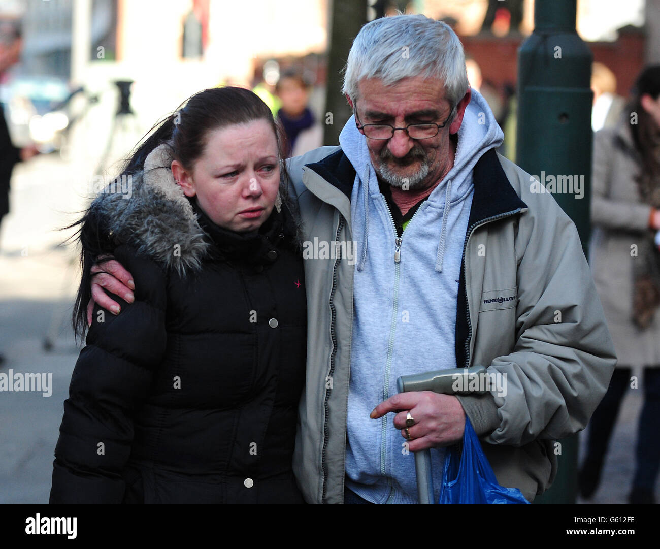 Jimmy Duffy, the father of Mairead Philpott, hugs daughter Bernadette ...