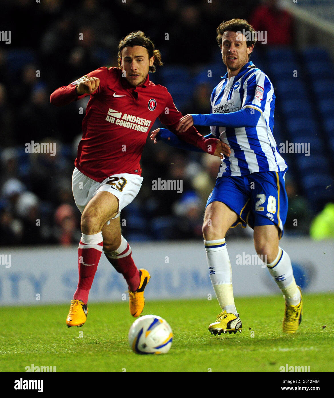 Brighton and Hove Albion's Wayne Bridge (right) and Charlton Athletic's ...